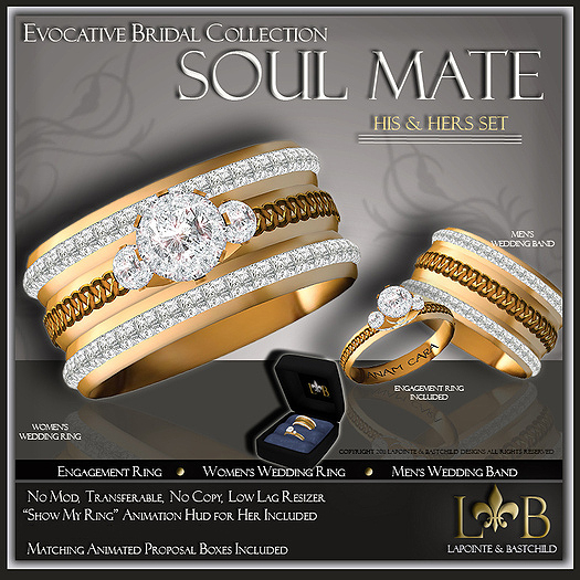 Second Life Marketplace - Wedding Ring Set - Gold - Soul Mate - Wedding Ring Band, Wedding Ring ...